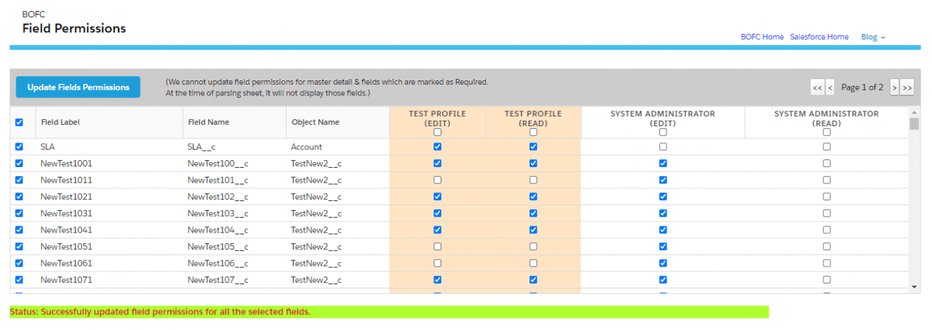 Mass Update field permissions for Salesforce objects and profiles