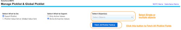 Export Salesforce Picklist Values in Bulk | BOFC Tool