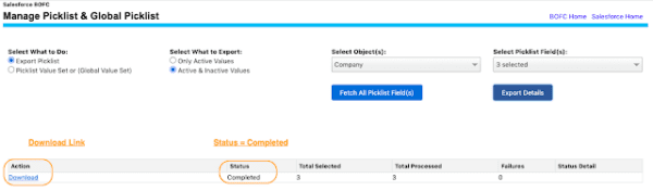 Export Salesforce Picklist Values in Bulk | BOFC Tool